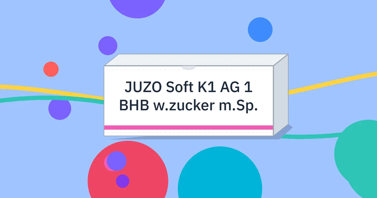 Symbolbild: Packung mit der Aufschrift JUZO Soft K1 AG 1 BHB w.zucker m.Sp. (PZN 14836506) – Verfügbarkeit und Bezug in Apotheken in Frankfurt am Main