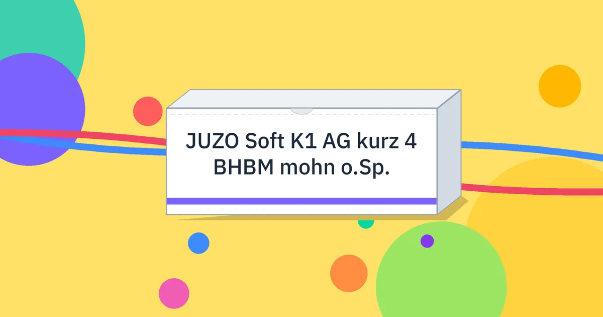 Symbolbild: Packung mit der Aufschrift JUZO Soft K1 AG kurz 4 BHBM mohn o.Sp. (PZN 14857891) – Verfügbarkeit und Bezug in Apotheken in Frankfurt am Main