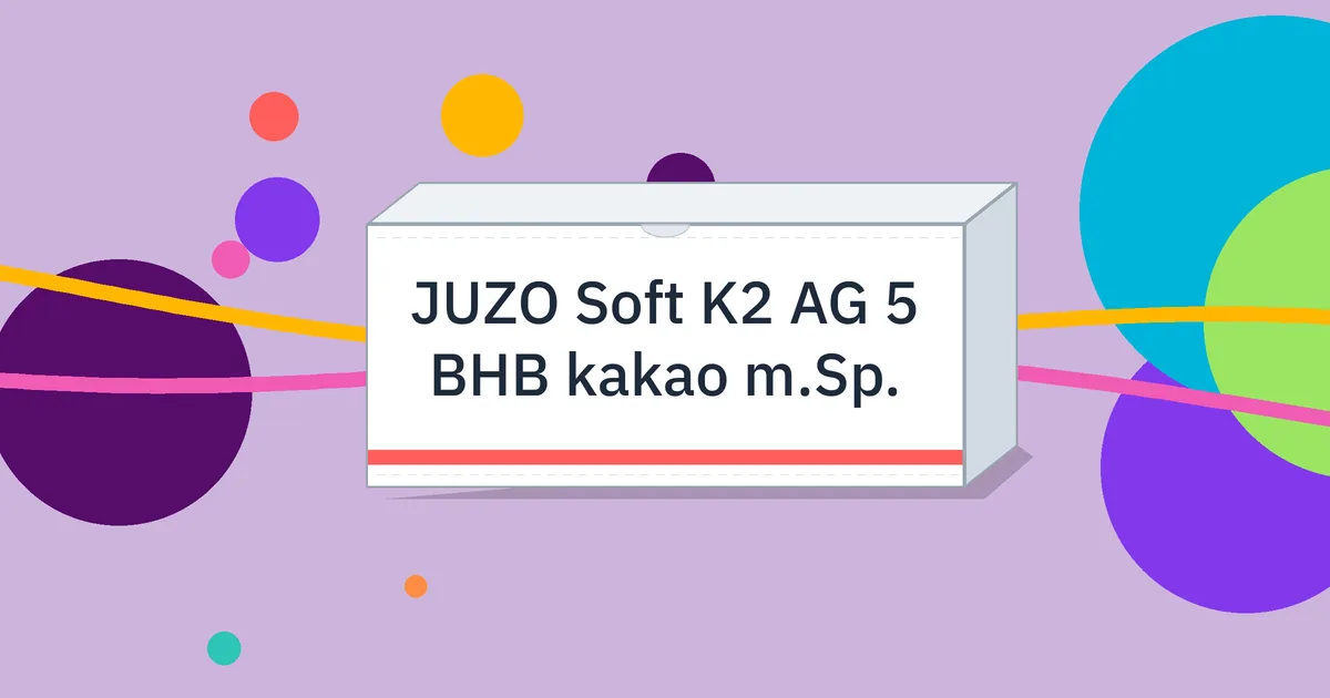 Symbolbild: Packung mit der Aufschrift JUZO Soft K2 AG 5 BHB kakao m.Sp. (PZN 14825158) – Verfügbarkeit und Bezug in Apotheken in Frankfurt am Main