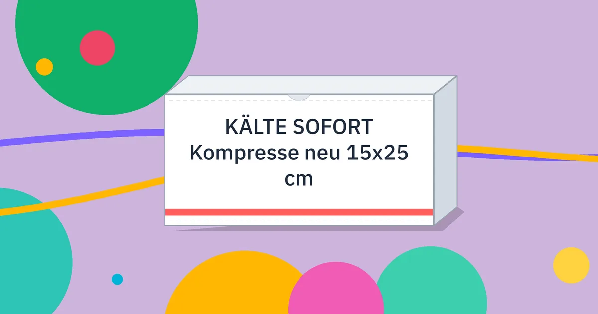 Symbolbild: Packung mit der Aufschrift KÄLTE SOFORT Kompresse neu 15x25 cm (PZN 20190586) – Verfügbarkeit und Bezug in Apotheken in Frankfurt am Main