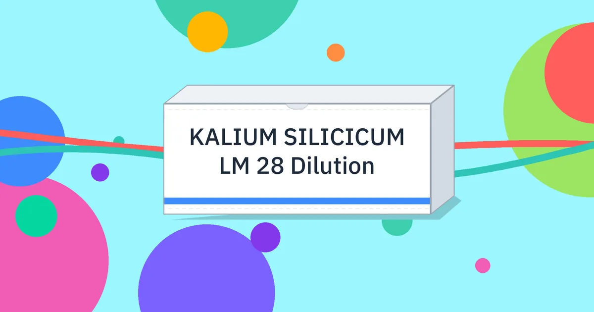 Symbolbild: Packung mit der Aufschrift KALIUM SILICICUM LM 28 Dilution (PZN 12926079) – Verfügbarkeit und Bezug in Apotheken in Frankfurt am Main