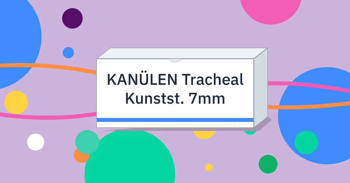 Symbolbild: Packung mit der Aufschrift KANÜLEN Tracheal Kunstst. 7mm (PZN 01965509) – Verfügbarkeit und Bezug in Apotheken in Frankfurt am Main