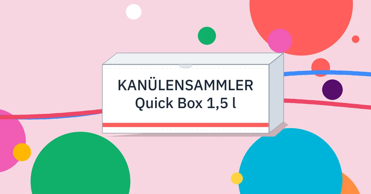 Symbolbild: Packung mit der Aufschrift KANÜLENSAMMLER Quick Box 1,5 l (PZN 09291631) – Verfügbarkeit und Bezug in Apotheken in Frankfurt am Main