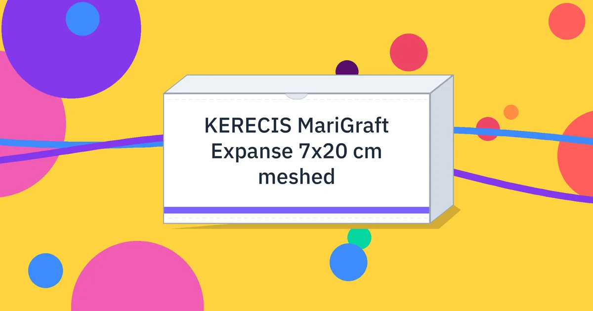 Symbolbild: Packung mit der Aufschrift KERECIS MariGraft Expanse 7x20 cm meshed (PZN 20595053) – Verfügbarkeit und Bezug in Apotheken in Frankfurt am Main