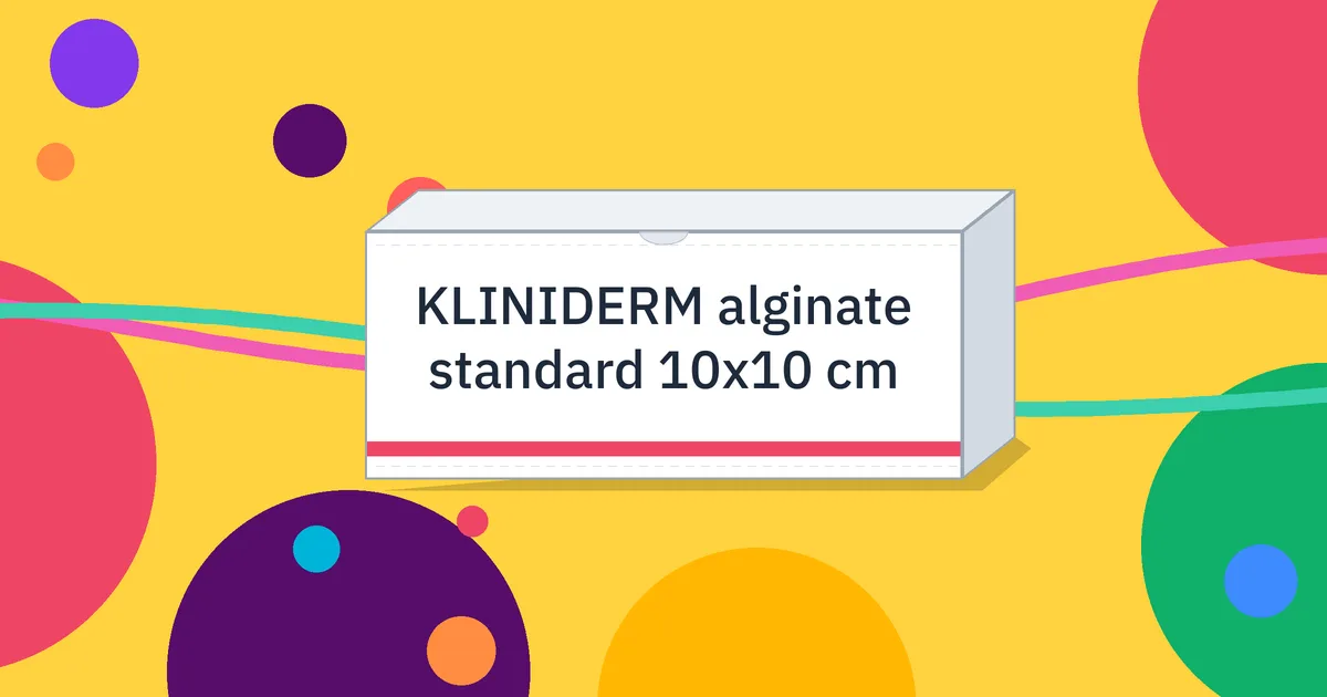 Symbolbild: Packung mit der Aufschrift KLINIDERM alginate standard 10x10 cm (PZN 12476966) – Verfügbarkeit und Bezug in Apotheken in Frankfurt am Main