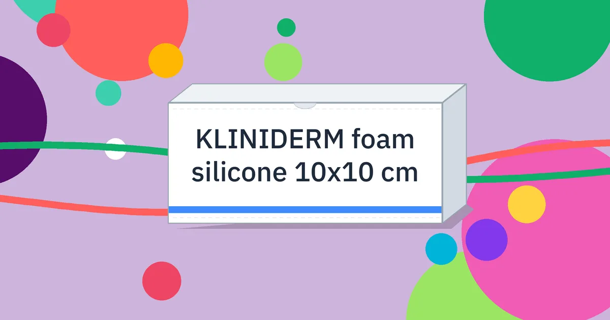 Symbolbild: Packung mit der Aufschrift KLINIDERM foam silicone 10x10 cm (PZN 16245057) – Verfügbarkeit und Bezug in Apotheken in Frankfurt am Main