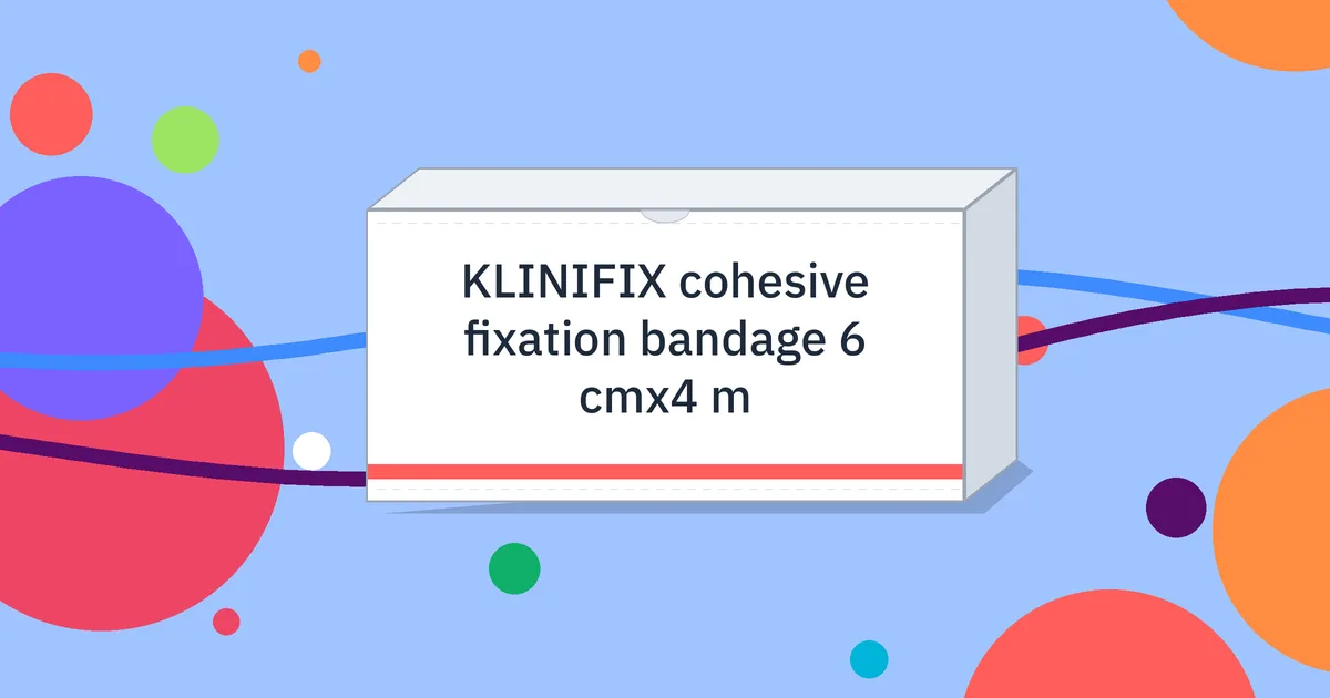 Symbolbild: Packung mit der Aufschrift KLINIFIX cohesive fixation bandage 6 cmx4 m (PZN 13247009) – Verfügbarkeit und Bezug in Apotheken in Frankfurt am Main