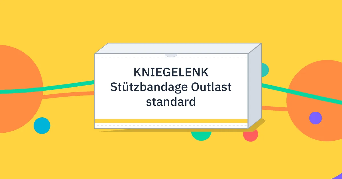 Symbolbild: Packung mit der Aufschrift KNIEGELENK Stützbandage Outlast standard (PZN 11238650) – Verfügbarkeit und Bezug in Apotheken in Frankfurt am Main