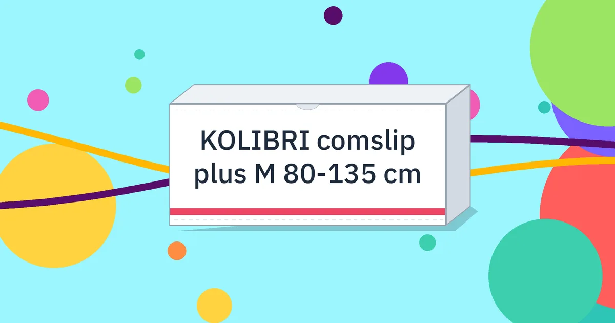 Symbolbild: Packung mit der Aufschrift KOLIBRI comslip plus M 80-135 cm (PZN 11341247) – Verfügbarkeit und Bezug in Apotheken in Frankfurt am Main