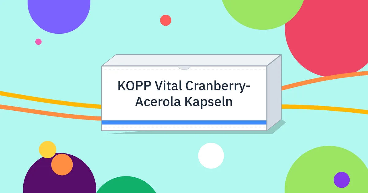 Symbolbild: Packung mit der Aufschrift KOPP Vital Cranberry-Acerola Kapseln (PZN 18810952) – Verfügbarkeit und Bezug in Apotheken in Frankfurt am Main