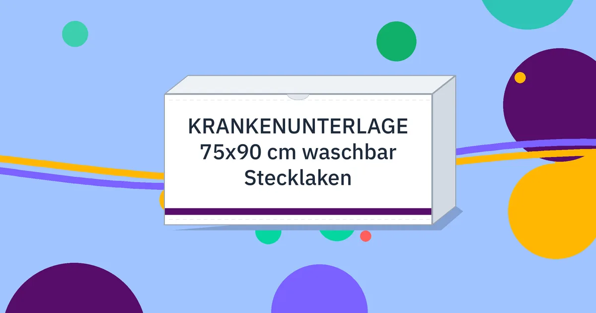 Symbolbild: Packung mit der Aufschrift KRANKENUNTERLAGE 75x90 cm waschbar Stecklaken (PZN 01372413) – Verfügbarkeit und Bezug in Apotheken in Frankfurt am Main