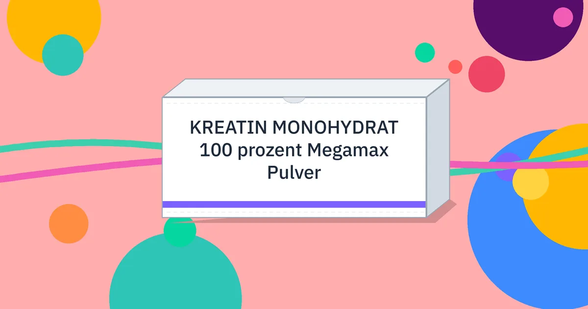 Symbolbild: Packung mit der Aufschrift KREATIN MONOHYDRAT 100 prozent Megamax Pulver (PZN 07345831) – Verfügbarkeit und Bezug in Apotheken in Frankfurt am Main