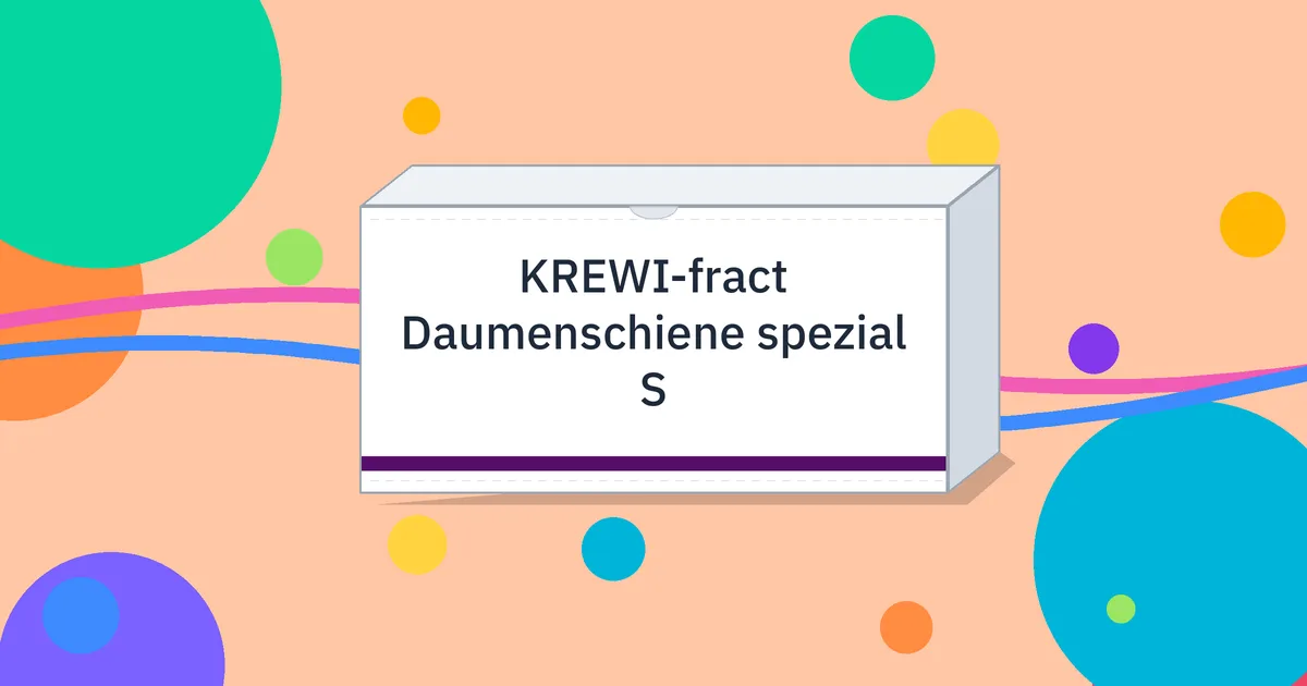 Symbolbild: Packung mit der Aufschrift KREWI-fract Daumenschiene spezial S (PZN 17300309) – Verfügbarkeit und Bezug in Apotheken in Frankfurt am Main