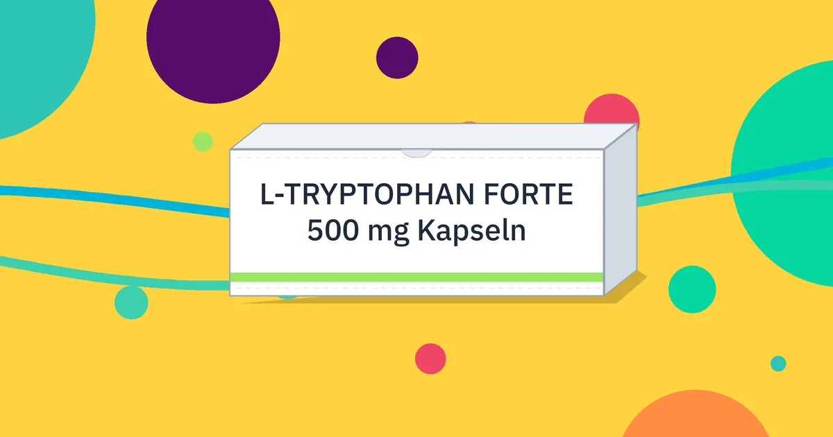 Symbolbild: Packung mit der Aufschrift L-TRYPTOPHAN FORTE 500 mg Kapseln (PZN 13572212) – Verfügbarkeit und Bezug in Apotheken in Frankfurt am Main