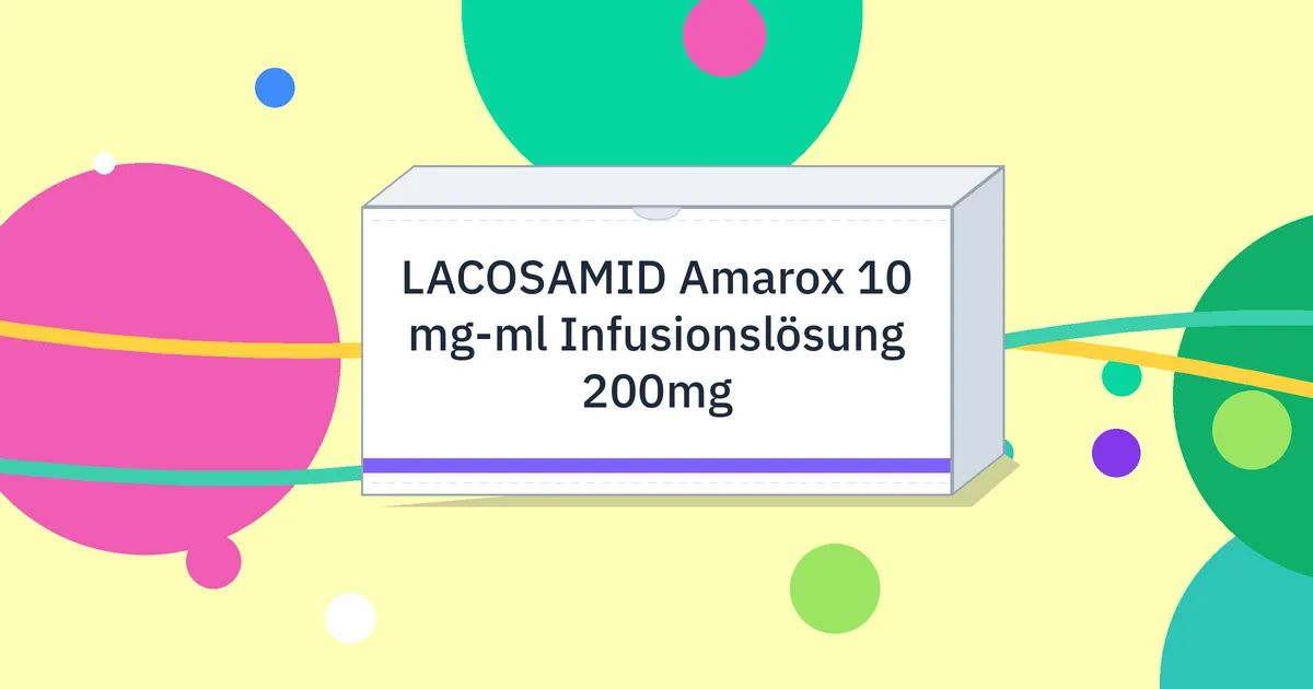 Symbolbild: Packung mit der Aufschrift LACOSAMID Amarox 10 mg-ml Infusionslösung 200mg (PZN 18660493) – Verfügbarkeit und Bezug in Apotheken in Frankfurt am Main
