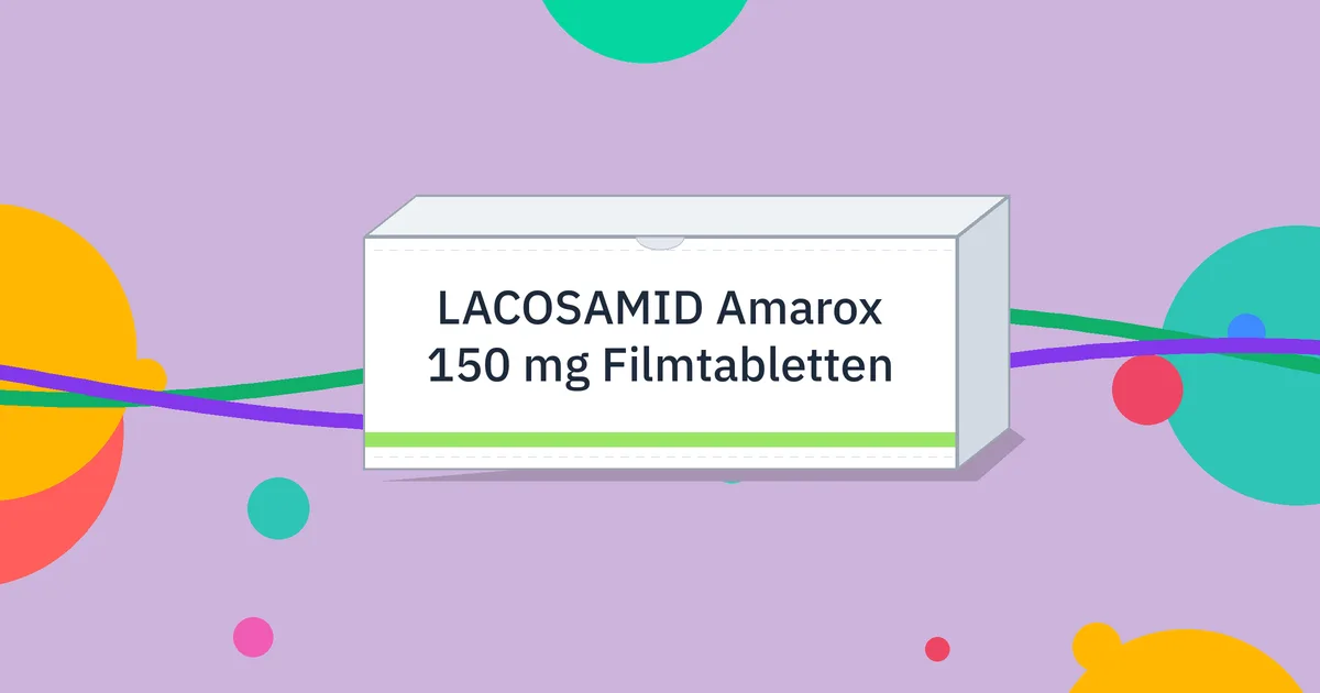 Symbolbild: Packung mit der Aufschrift LACOSAMID Amarox 150 mg Filmtabletten (PZN 18138495) – Verfügbarkeit und Bezug in Apotheken in Frankfurt am Main