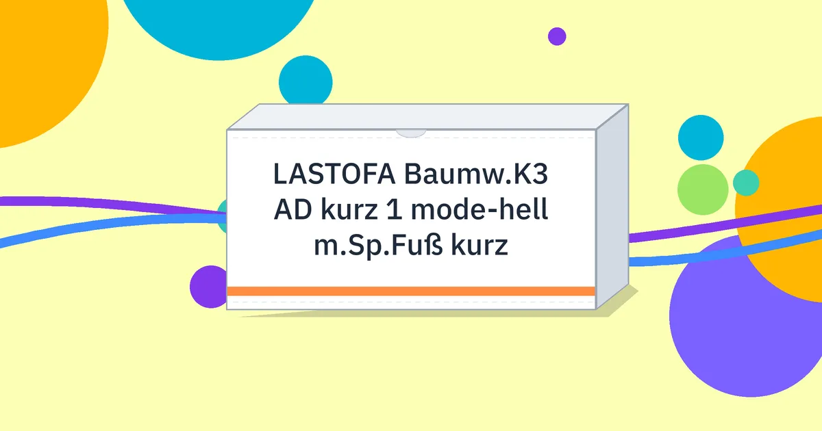 Symbolbild: Packung mit der Aufschrift LASTOFA Baumw.K3 AD kurz 1 mode-hell m.Sp.Fuß kurz (PZN 01953475) – Verfügbarkeit und Bezug in Apotheken in Frankfurt am Main