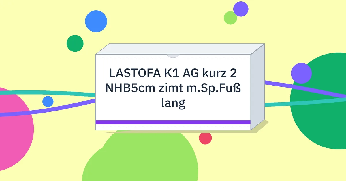 Symbolbild: Packung mit der Aufschrift LASTOFA K1 AG kurz 2 NHB5cm zimt m.Sp.Fuß lang (PZN 13789839) – Verfügbarkeit und Bezug in Apotheken in Frankfurt am Main
