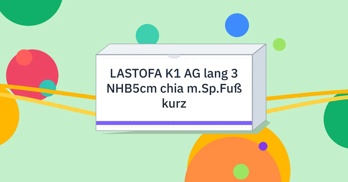 Symbolbild: Packung mit der Aufschrift LASTOFA K1 AG lang 3 NHB5cm chia m.Sp.Fuß kurz (PZN 13790564) – Verfügbarkeit und Bezug in Apotheken in Frankfurt am Main