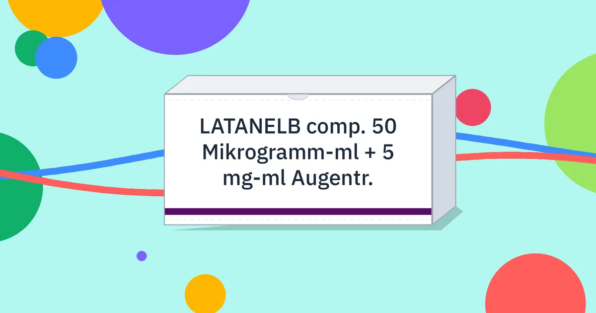 Symbolbild: Packung mit der Aufschrift LATANELB comp. 50 Mikrogramm-ml + 5 mg-ml Augentr. (PZN 19068762) – Verfügbarkeit und Bezug in Apotheken in Frankfurt am Main