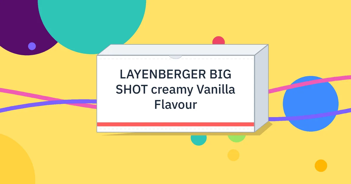 Symbolbild: Packung mit der Aufschrift LAYENBERGER BIG SHOT creamy Vanilla Flavour (PZN 19403551) – Verfügbarkeit und Bezug in Apotheken in Frankfurt am Main