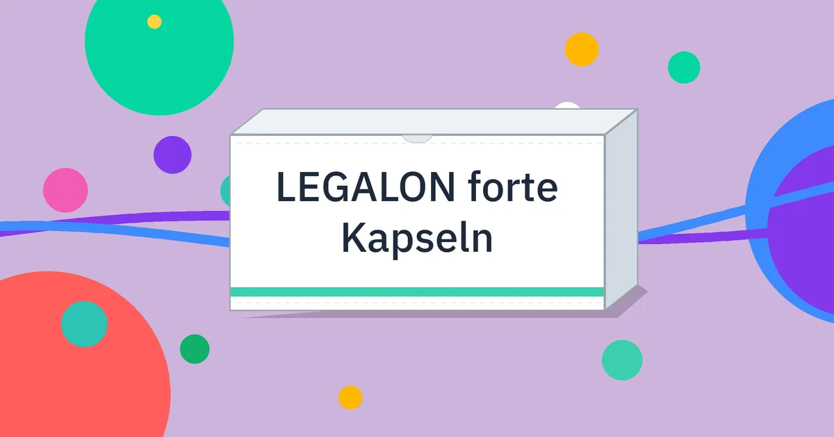 Symbolbild: Packung mit der Aufschrift LEGALON forte Kapseln (PZN 09882792) – Verfügbarkeit und Bezug in Apotheken in Frankfurt am Main