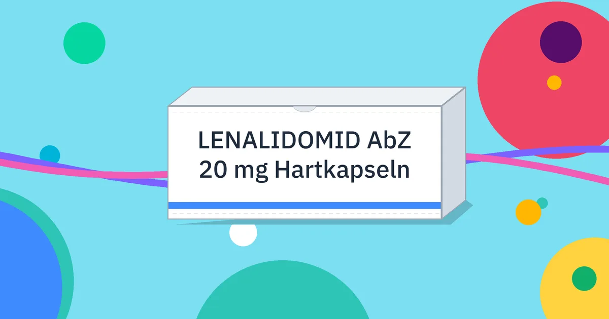 Symbolbild: Packung mit der Aufschrift LENALIDOMID AbZ 20 mg Hartkapseln (PZN 18337102) – Verfügbarkeit und Bezug in Apotheken in Frankfurt am Main
