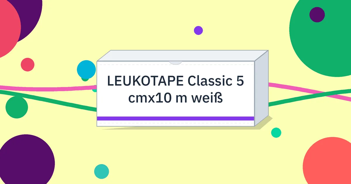 Symbolbild: Packung mit der Aufschrift LEUKOTAPE Classic 5 cmx10 m weiß (PZN 00499732) – Verfügbarkeit und Bezug in Apotheken in Frankfurt am Main