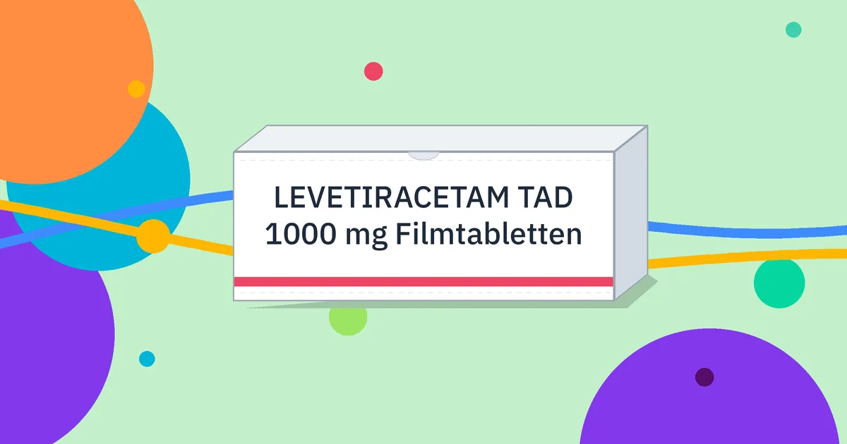 Symbolbild: Packung mit der Aufschrift LEVETIRACETAM TAD 1000 mg Filmtabletten (PZN 08794382) – Verfügbarkeit und Bezug in Apotheken in Frankfurt am Main