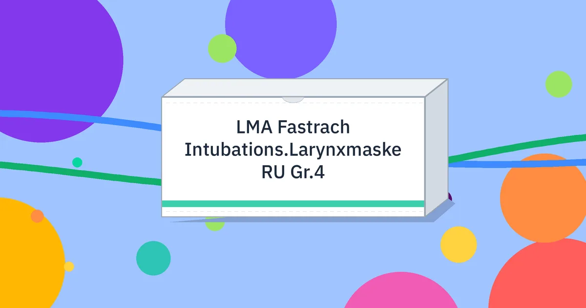 Symbolbild: Packung mit der Aufschrift LMA Fastrach Intubations.Larynxmaske RU Gr.4 (PZN 10849015) – Verfügbarkeit und Bezug in Apotheken in Frankfurt am Main