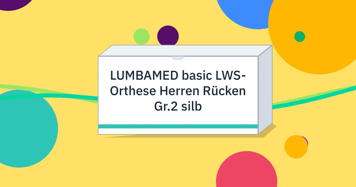 Symbolbild: Packung mit der Aufschrift LUMBAMED basic LWS-Orthese Herren Rücken Gr.2 silb (PZN 18827970) – Verfügbarkeit und Bezug in Apotheken in Frankfurt am Main