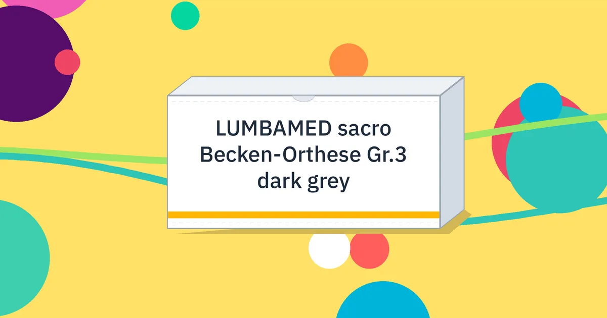 Symbolbild: Packung mit der Aufschrift LUMBAMED sacro Becken-Orthese Gr.3 dark grey (PZN 20520084) – Verfügbarkeit und Bezug in Apotheken in Frankfurt am Main
