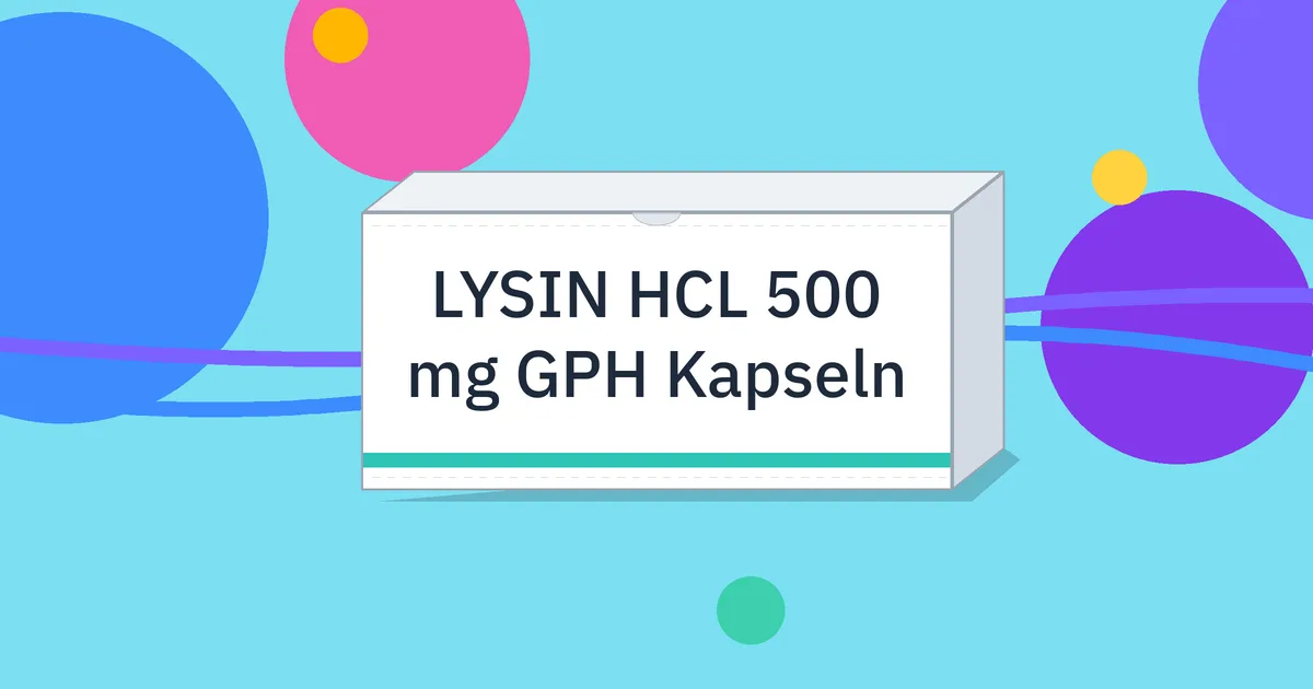 Symbolbild: Packung mit der Aufschrift LYSIN HCL 500 mg GPH Kapseln (PZN 09377663) – Verfügbarkeit und Bezug in Apotheken in Frankfurt am Main
