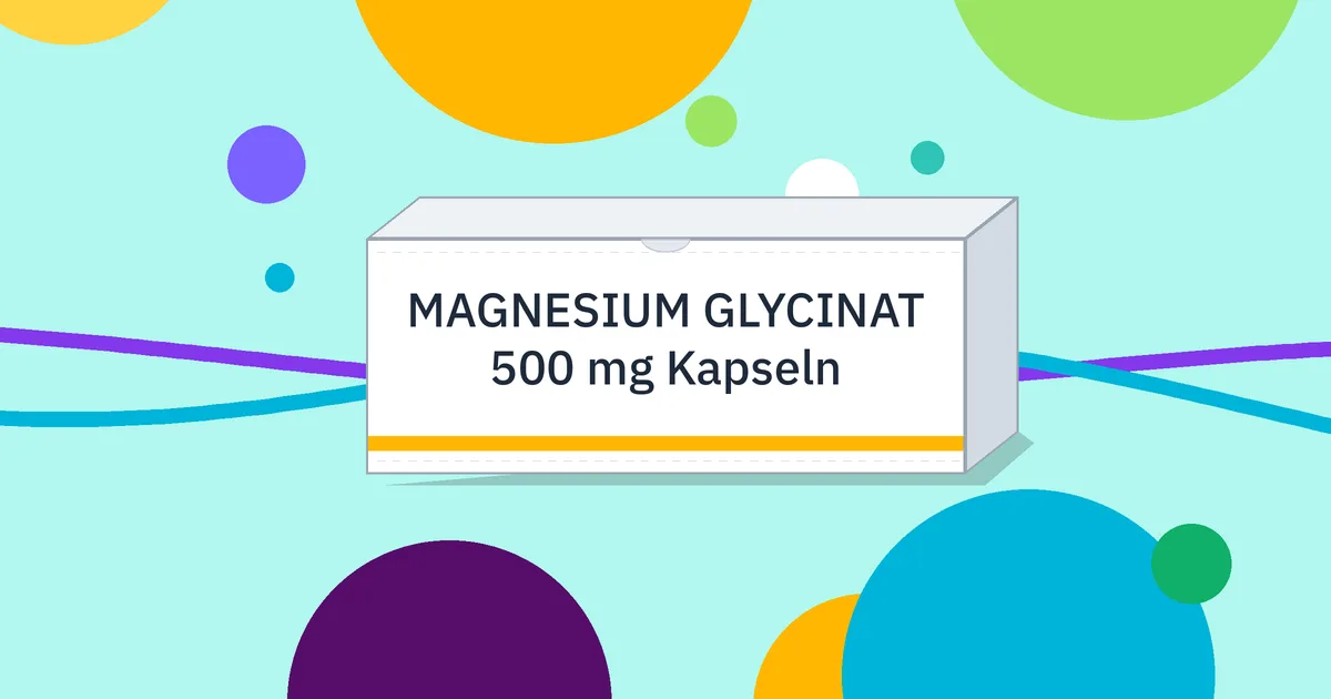 Symbolbild: Packung mit der Aufschrift MAGNESIUM GLYCINAT 500 mg Kapseln (PZN 20869094) – Verfügbarkeit und Bezug in Apotheken in Frankfurt am Main