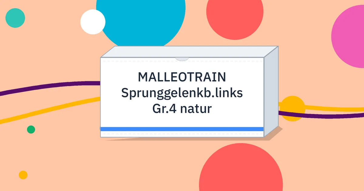 Symbolbild: Packung mit der Aufschrift MALLEOTRAIN Sprunggelenkb.links Gr.4 natur (PZN 01283810) – Verfügbarkeit und Bezug in Apotheken in Frankfurt am Main