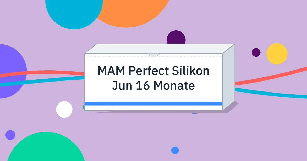 Symbolbild: Packung mit der Aufschrift MAM Perfect Silikon Jun 16 Monate (PZN 16707598) – Verfügbarkeit und Bezug in Apotheken in Frankfurt am Main