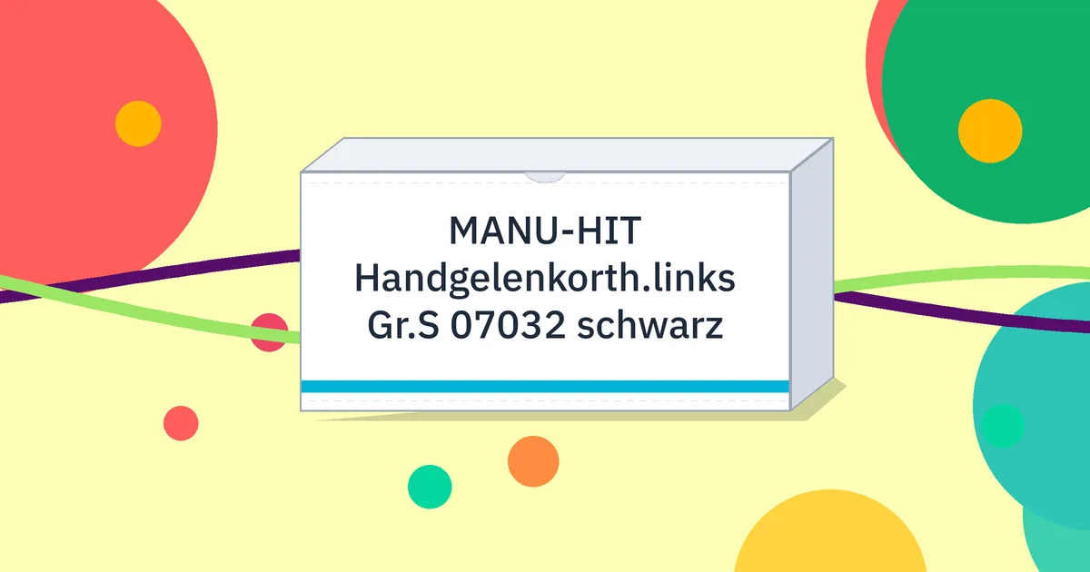 Symbolbild: Packung mit der Aufschrift MANU-HIT Handgelenkorth.links Gr.S 07032 schwarz (PZN 01578103) – Verfügbarkeit und Bezug in Apotheken in Frankfurt am Main