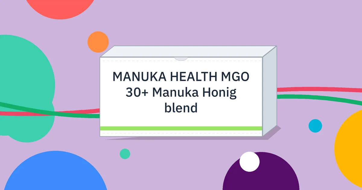Symbolbild: Packung mit der Aufschrift MANUKA HEALTH MGO 30+ Manuka Honig blend (PZN 15874992) – Verfügbarkeit und Bezug in Apotheken in Frankfurt am Main