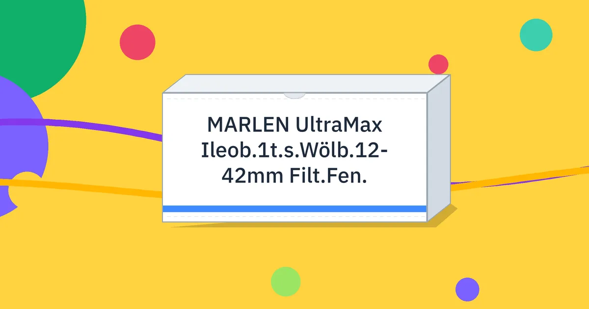 Symbolbild: Packung mit der Aufschrift MARLEN UltraMax Ileob.1t.s.Wölb.12-42mm Filt.Fen. (PZN 14363746) – Verfügbarkeit und Bezug in Apotheken in Frankfurt am Main