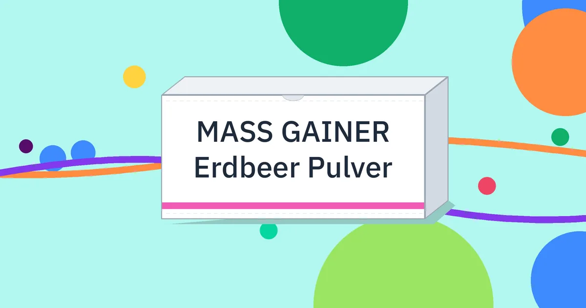Symbolbild: Packung mit der Aufschrift MASS GAINER Erdbeer Pulver (PZN 07408106) – Verfügbarkeit und Bezug in Apotheken in Frankfurt am Main