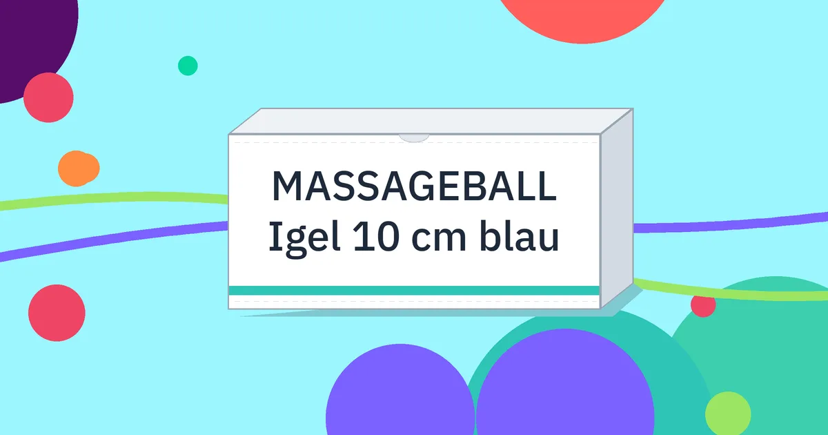 Symbolbild: Packung mit der Aufschrift MASSAGEBALL Igel 10 cm blau (PZN 07129725) – Verfügbarkeit und Bezug in Apotheken in Frankfurt am Main