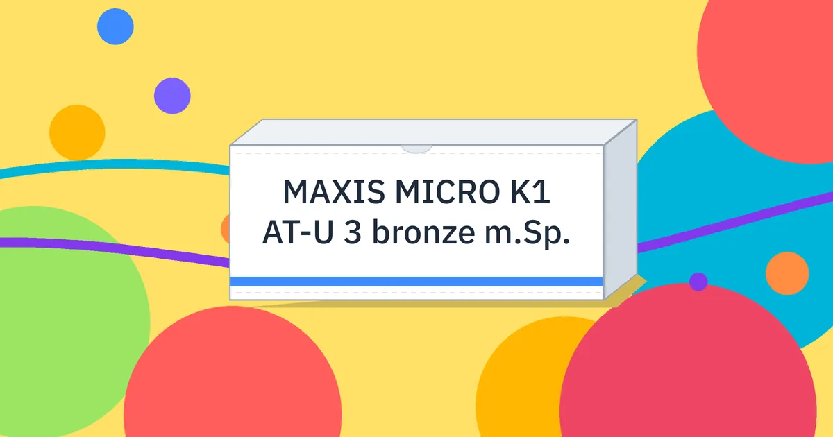 Symbolbild: Packung mit der Aufschrift MAXIS MICRO K1 AT-U 3 bronze m.Sp. (PZN 17671690) – Verfügbarkeit und Bezug in Apotheken in Frankfurt am Main