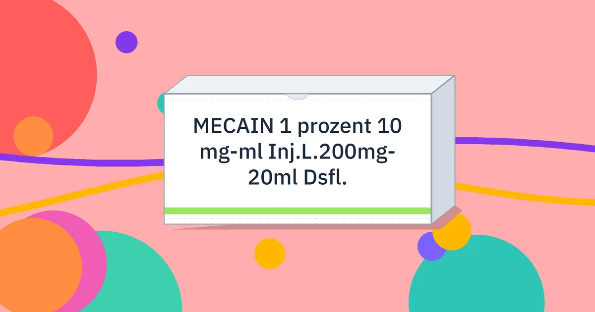 Symbolbild: Packung mit der Aufschrift MECAIN 1 prozent 10 mg-ml Inj.L.200mg-20ml Dsfl. (PZN 11356266) – Verfügbarkeit und Bezug in Apotheken in Frankfurt am Main