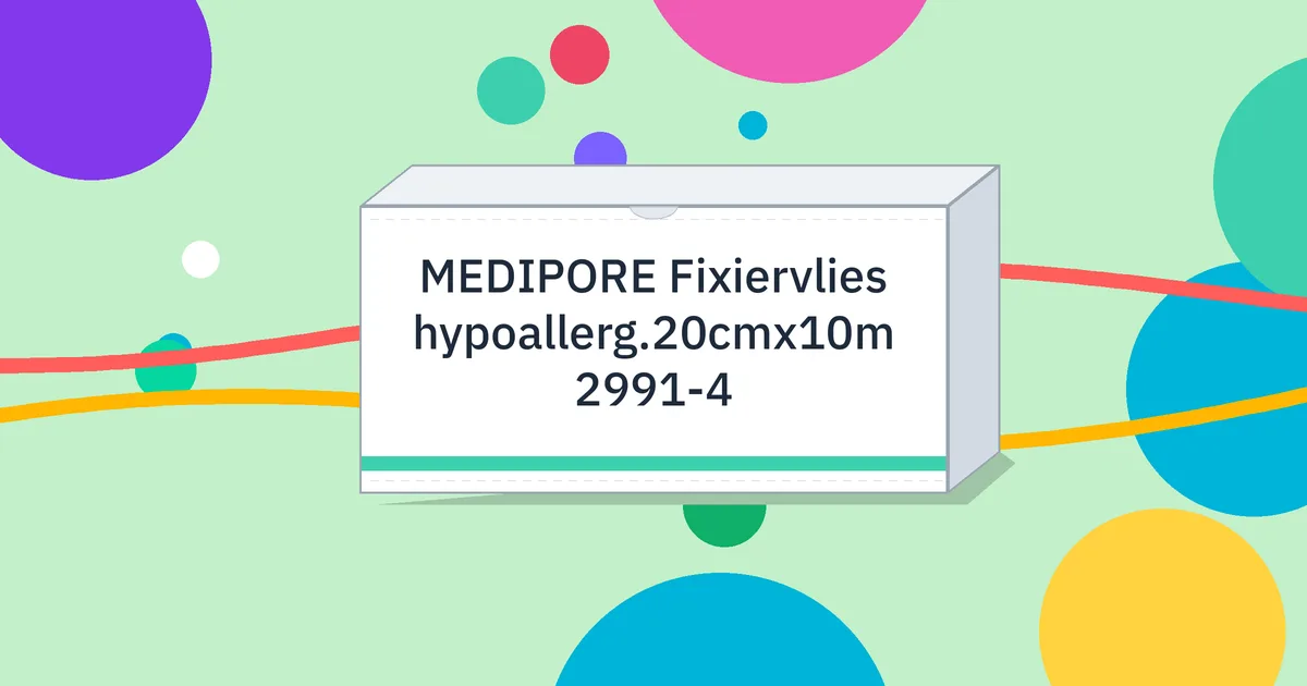 Symbolbild: Packung mit der Aufschrift MEDIPORE Fixiervlies hypoallerg.20cmx10m 2991-4 (PZN 09007937) – Verfügbarkeit und Bezug in Apotheken in Frankfurt am Main
