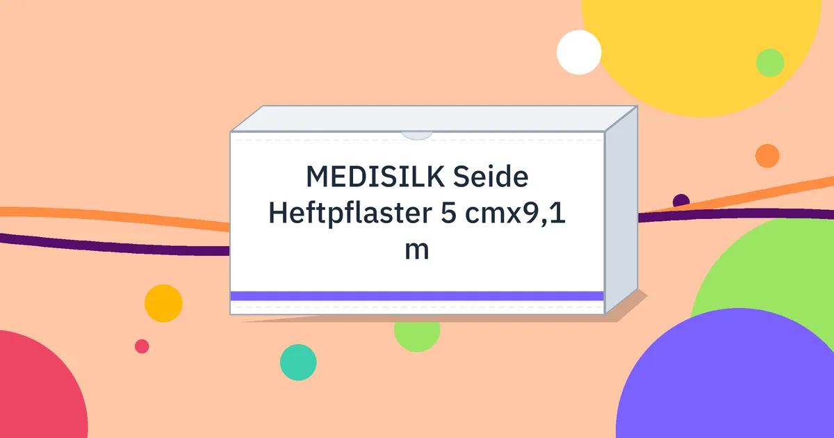 Symbolbild: Packung mit der Aufschrift MEDISILK Seide Heftpflaster 5 cmx9,1 m (PZN 00971962) – Verfügbarkeit und Bezug in Apotheken in Frankfurt am Main