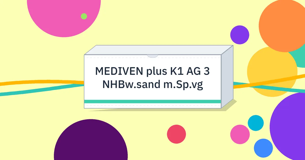 Symbolbild: Packung mit der Aufschrift MEDIVEN plus K1 AG 3 NHBw.sand m.Sp.vg (PZN 18939628) – Verfügbarkeit und Bezug in Apotheken in Frankfurt am Main