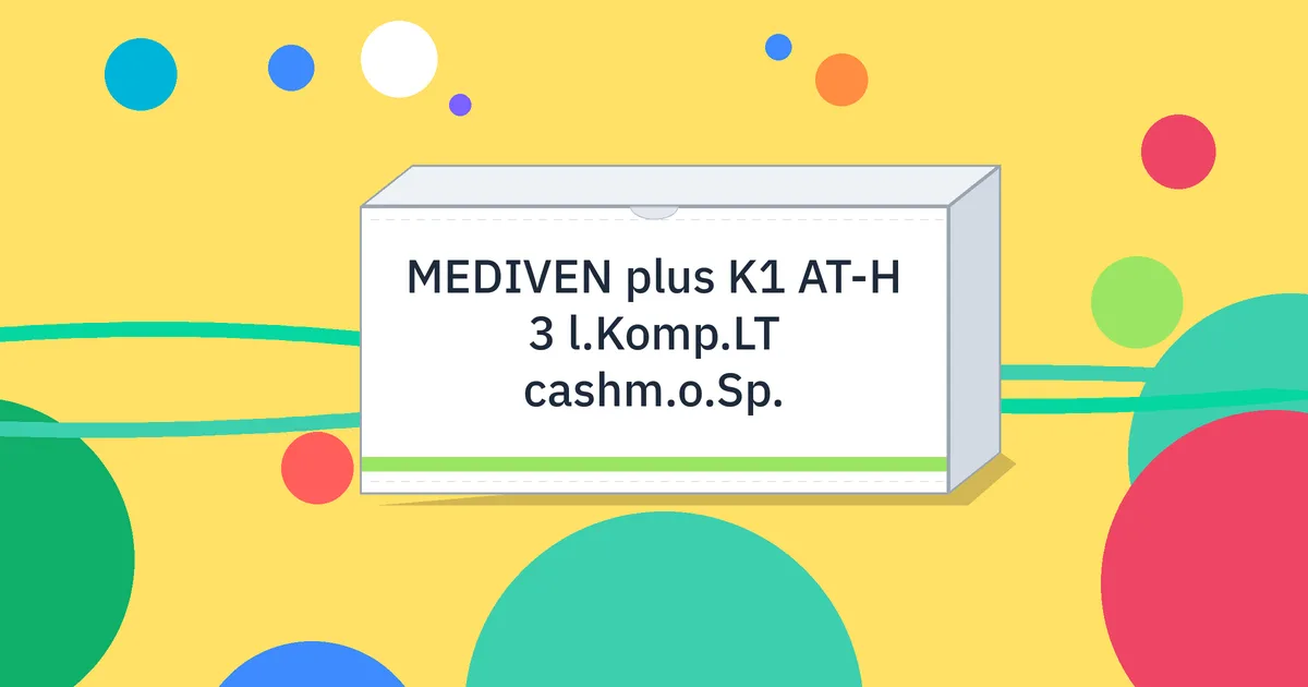 Symbolbild: Packung mit der Aufschrift MEDIVEN plus K1 AT-H 3 l.Komp.LT cashm.o.Sp. (PZN 15037799) – Verfügbarkeit und Bezug in Apotheken in Frankfurt am Main