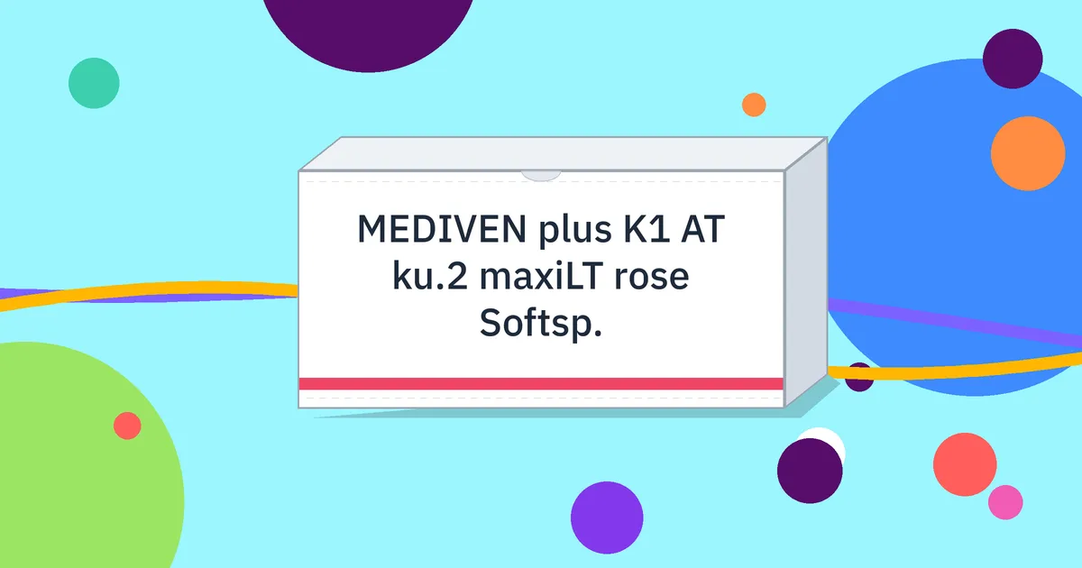 Symbolbild: Packung mit der Aufschrift MEDIVEN plus K1 AT ku.2 maxiLT rose Softsp. (PZN 15069380) – Verfügbarkeit und Bezug in Apotheken in Frankfurt am Main