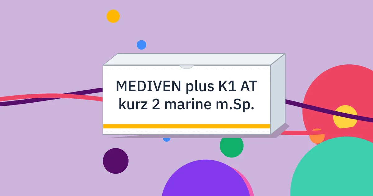 Symbolbild: Packung mit der Aufschrift MEDIVEN plus K1 AT kurz 2 marine m.Sp. (PZN 15025945) – Verfügbarkeit und Bezug in Apotheken in Frankfurt am Main