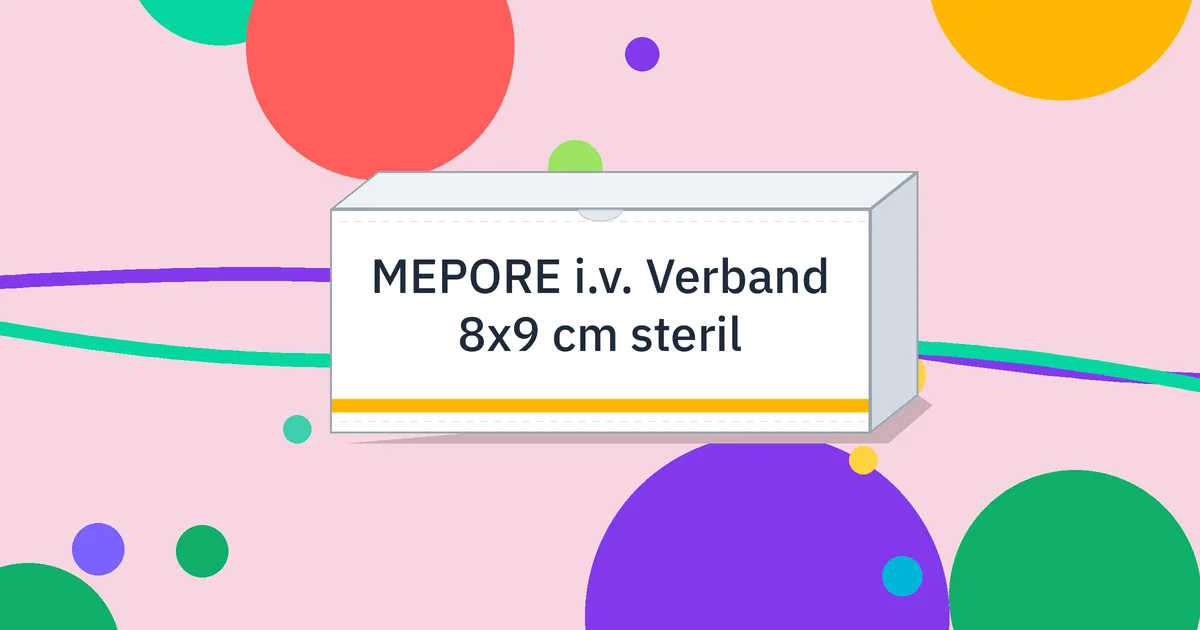 Symbolbild: Packung mit der Aufschrift MEPORE i.v. Verband 8x9 cm steril (PZN 10264444) – Verfügbarkeit und Bezug in Apotheken in Frankfurt am Main